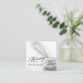 Feather Ink Pen Elegant Notary Public Square Business Card | Zazzle