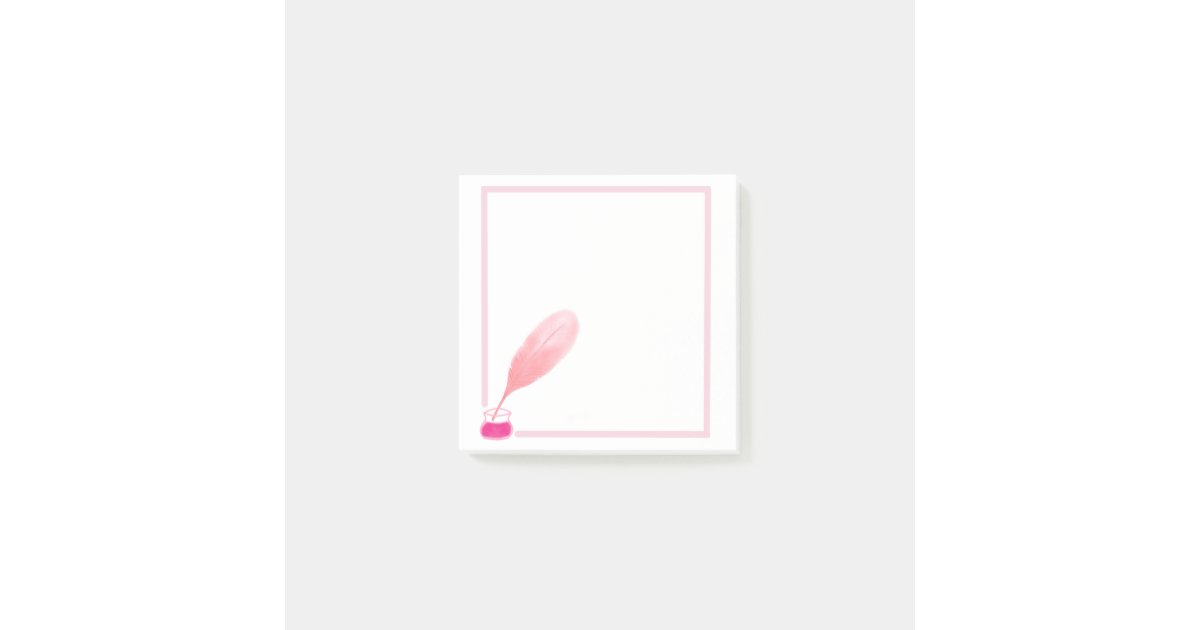 Feather Pen Design Square Notes | Zazzle