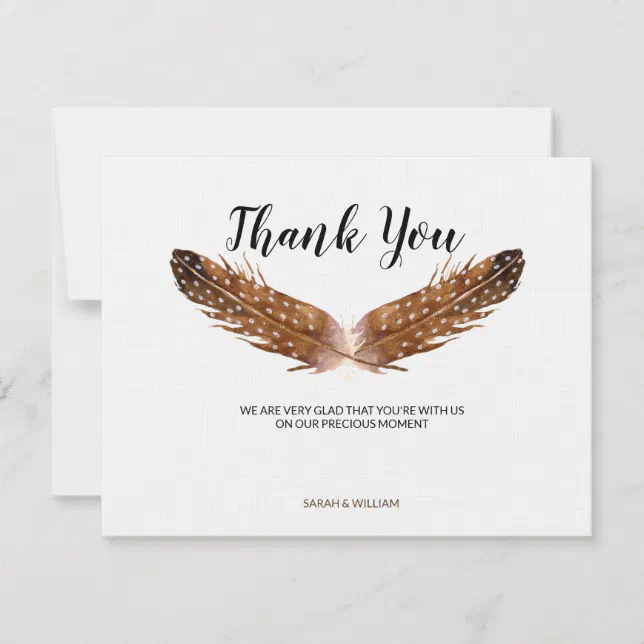 Feather Watercolor Thank You Card | Zazzle