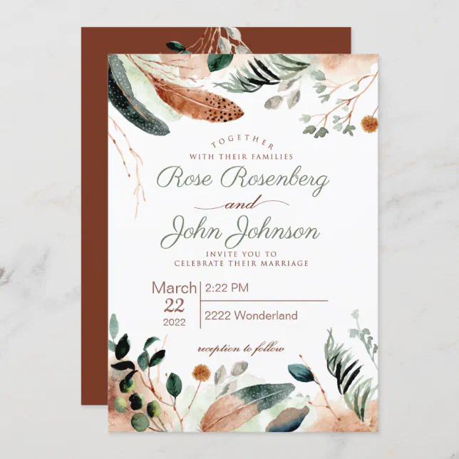 Feather Wedding Invitation | Zazzle