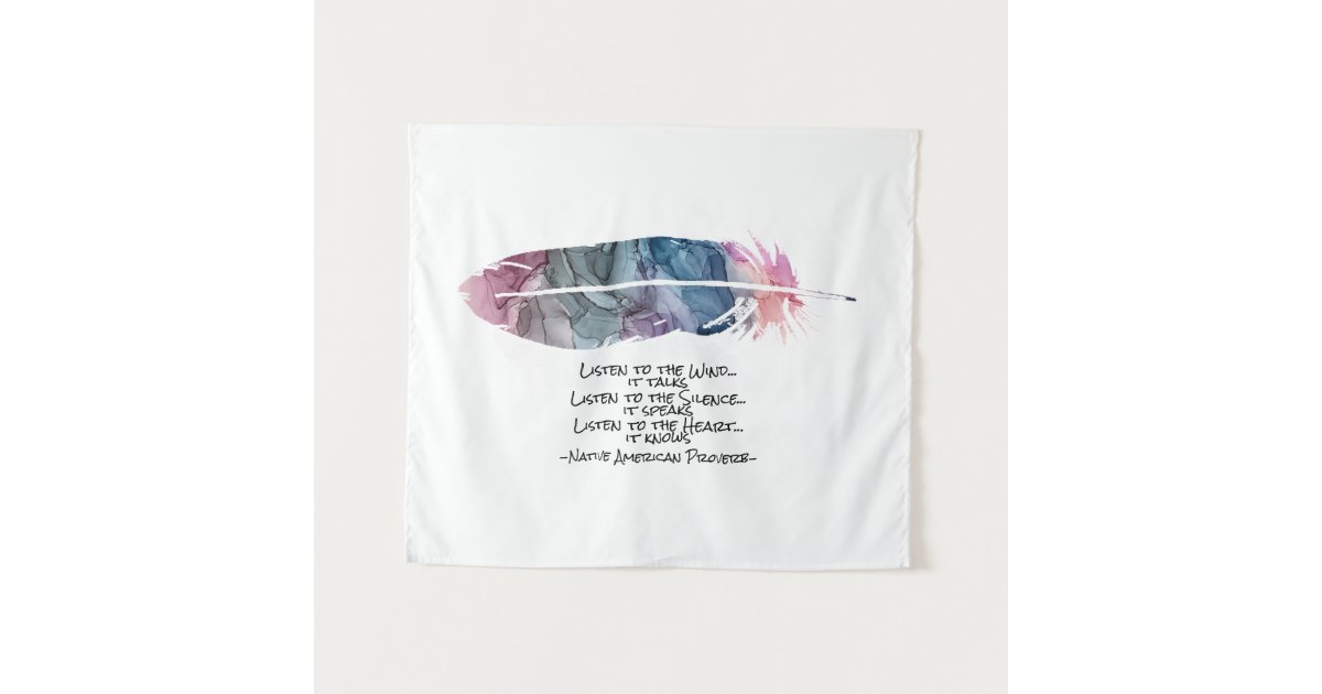 "Feather" with Native American Proverb Tapestry | Zazzle