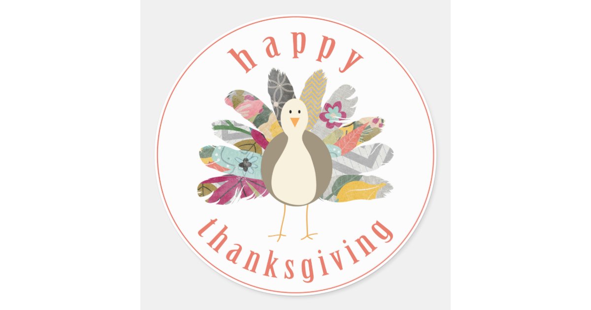 Feathered Friend Happy Thanksgiving Stickers | Zazzle