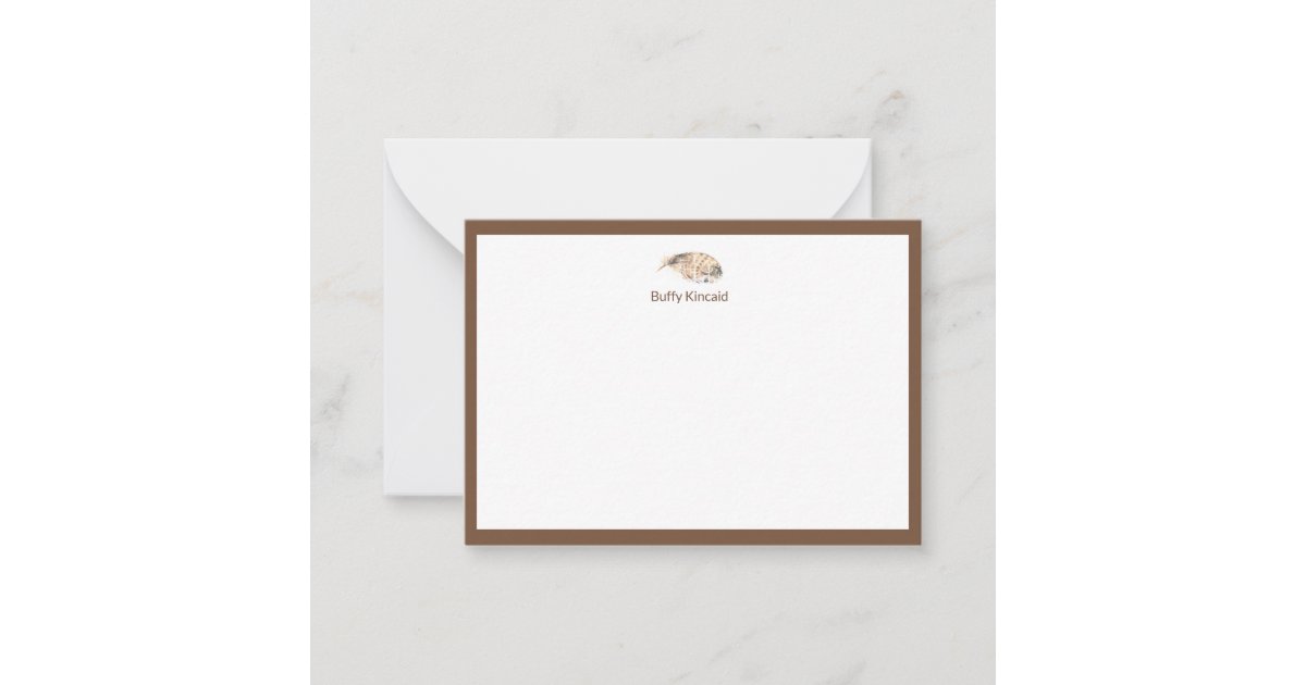 Feathered Friend Toffee Brown Personalized Note Card | Zazzle