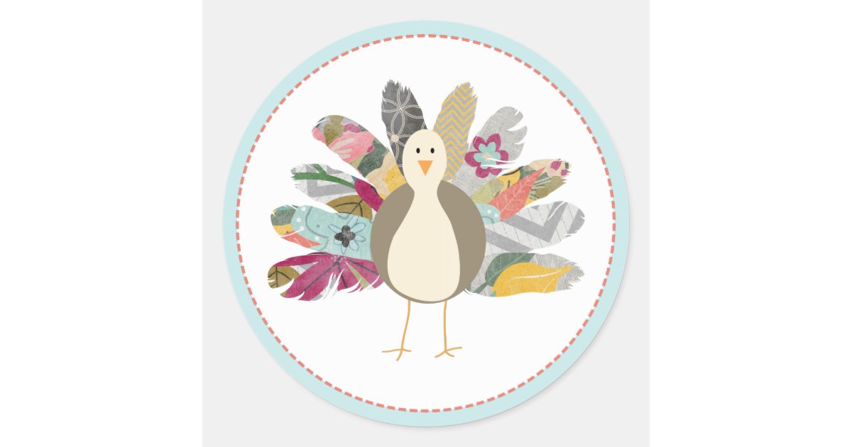 Feathered Friend Turkey Stickers | Zazzle