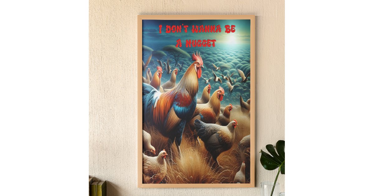 Feathered Gathering: Chickens Roaming in Meadow Poster | Zazzle