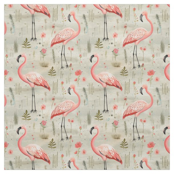Flamingo Print Fabric | Zazzle