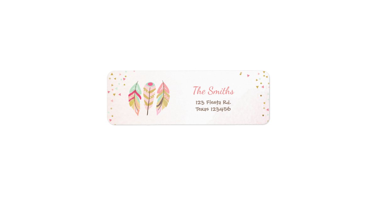 Feathers Boho Tribal Return Address Label Wild One | Zazzle