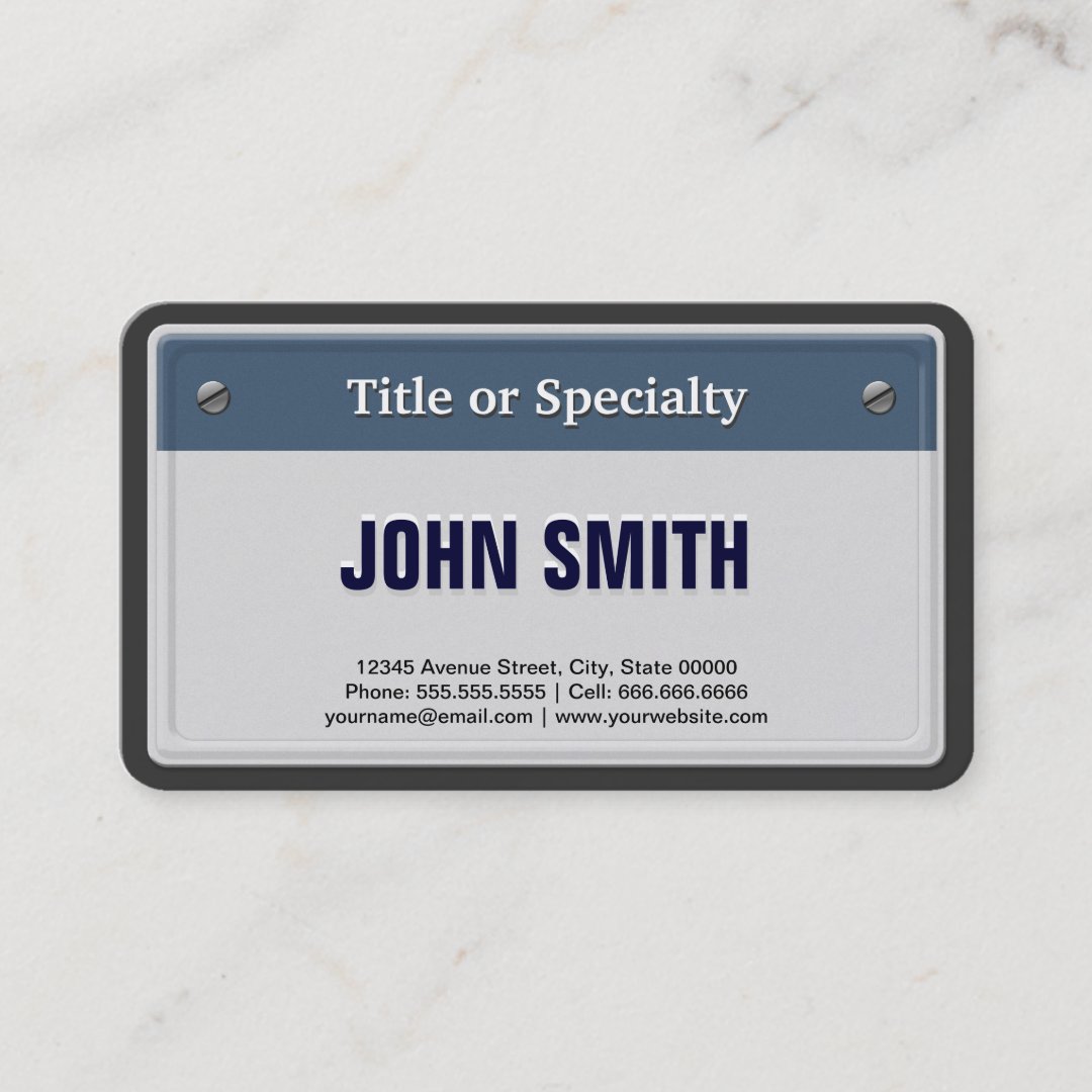 Featured and Cool Car License Plate Business Card | Zazzle