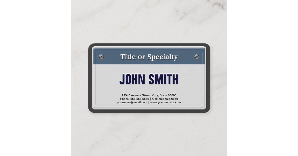 Featured and Cool Car License Plate Business Card | Zazzle
