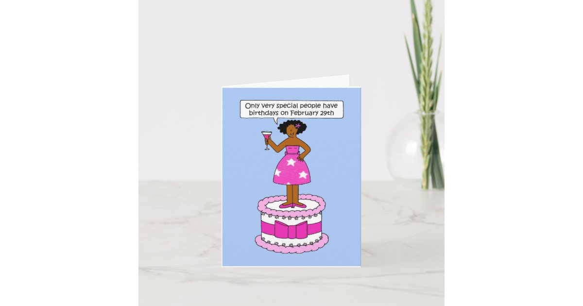 February 29th Birthday African American Lady Card | Zazzle