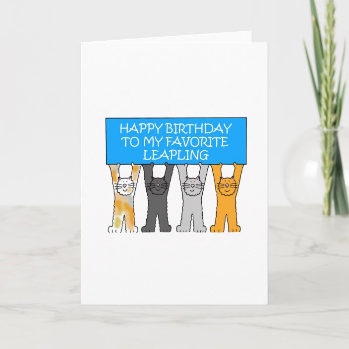 February 29th Birthday Cartoon Cats Card | Zazzle.com