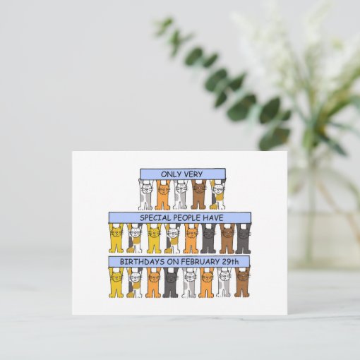 February 29th Birthday Cats Postcard | Zazzle