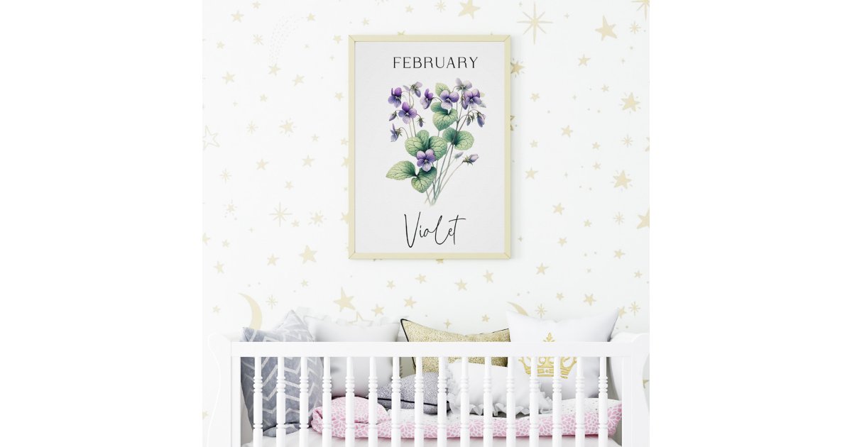 February Birth Month Violet Floral Poster | Zazzle
