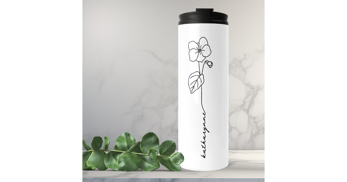 February Birthday Month Flower Violet Thermal Tumbler | Zazzle
