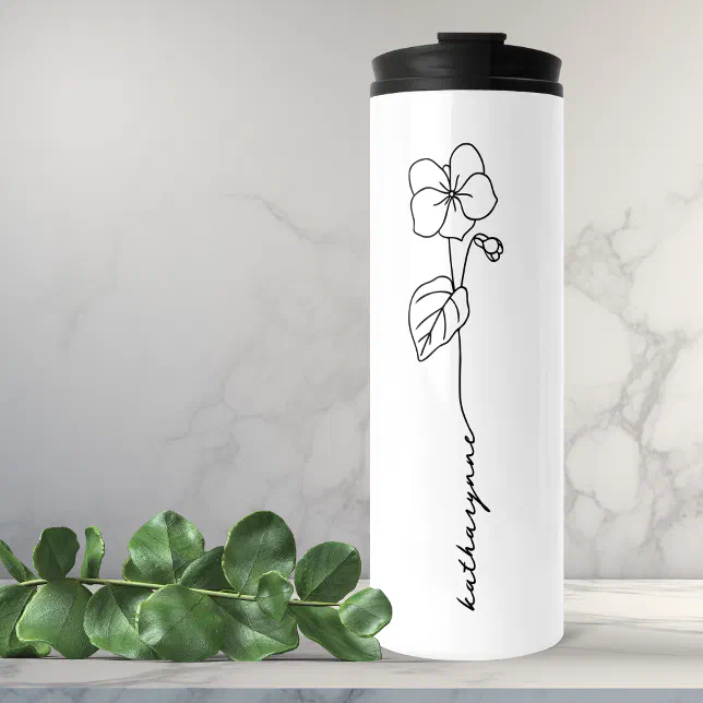 February Birthday Month Flower Violet Thermal Tumbler | Zazzle