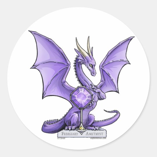 February Birthstone Dragon - Amethyst Classic Round Sticker | Zazzle.com