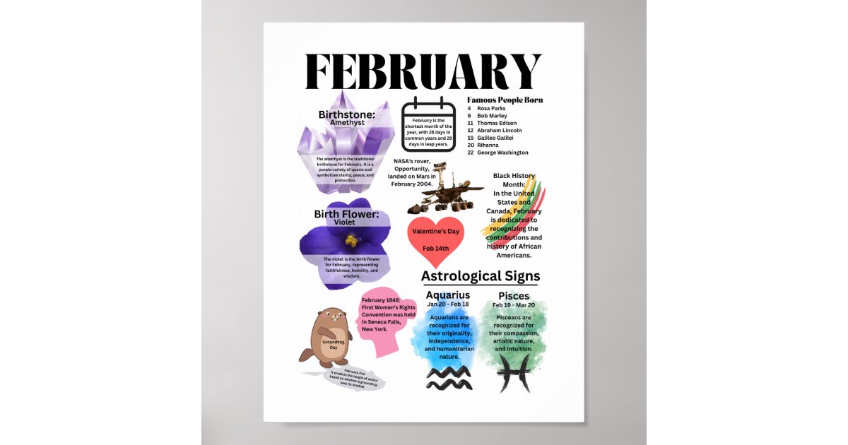February Fun Facts Poster | Zazzle