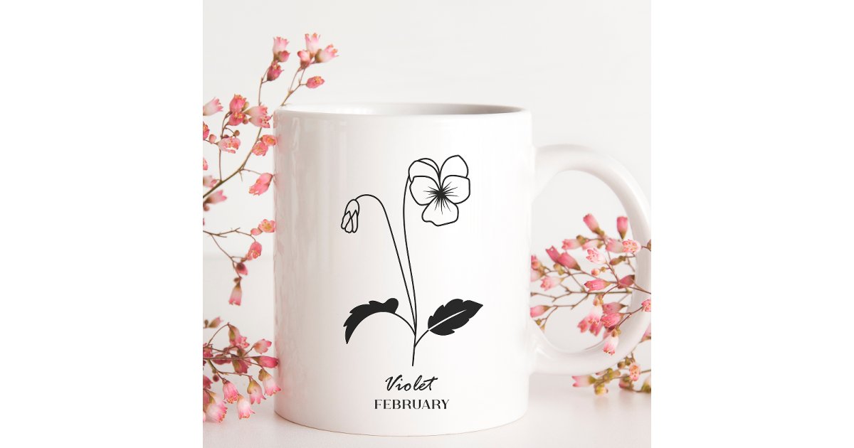 February Monogram Birth Flower Month Coffee Mug | Zazzle