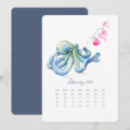 February Stand Alone Calendar Blue Octopus | Zazzle
