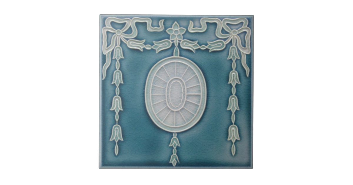 Federal Blue Neoclassical 1900 Repro Faux Relief Ceramic Tile | Zazzle