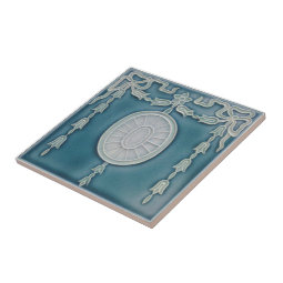 Federal Blue Neoclassical 1900 Repro Faux Relief Ceramic Tile | Zazzle