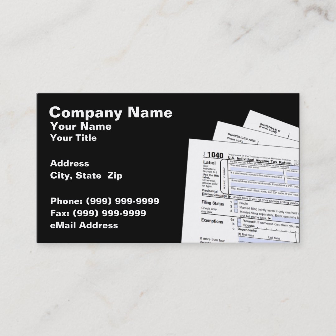 Federal Tax Forms Business Card | Zazzle
