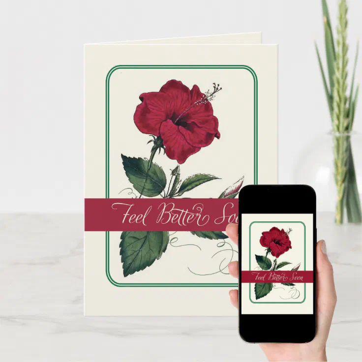 Feel Better, Red Hibiscus Flower, Religious Holiday Card | Zazzle