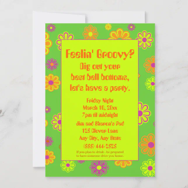 Feelin' Groovy Flower Power Party Invitation | Zazzle