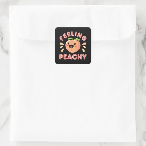 Feeling Peachy Peach Peaches Summer Fruit Square Sticker | Zazzle