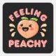 Feeling Peachy Peach Peaches Summer Fruit Square Sticker | Zazzle