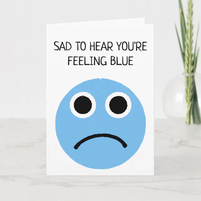 Feeling Sad Blue Frowning Face Emoji Card | Zazzle