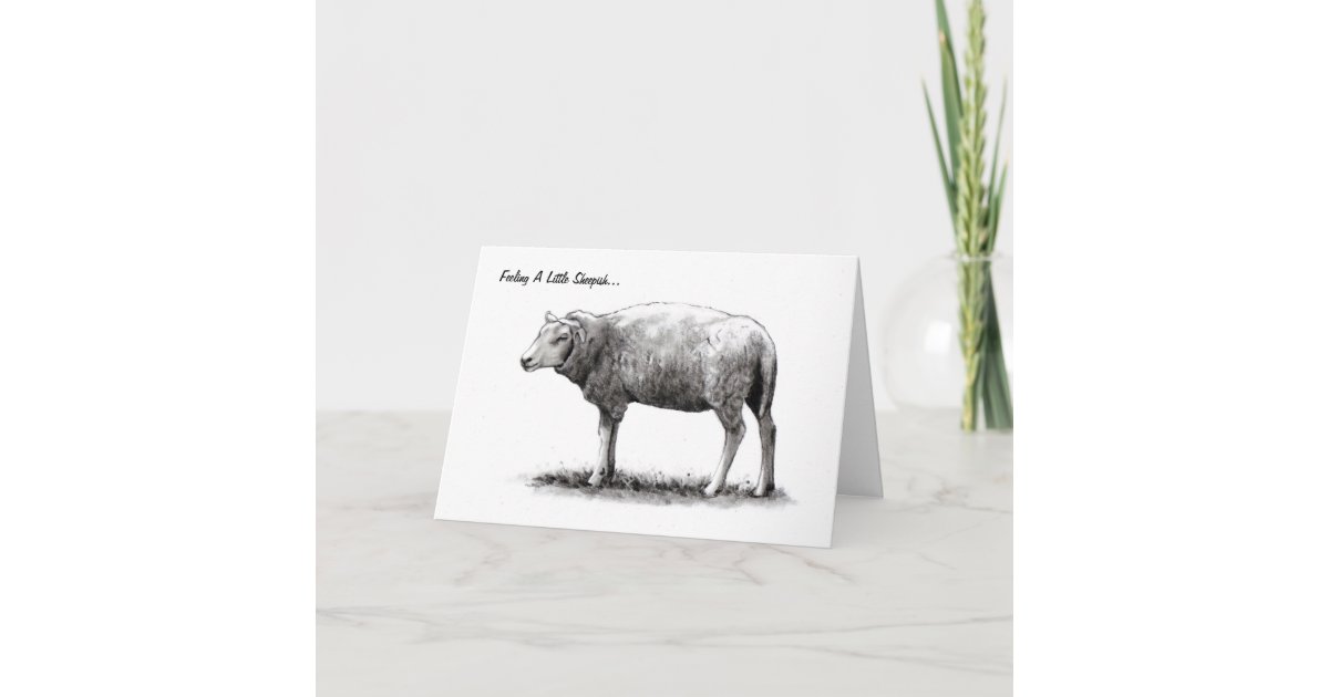Feeling Sheepish Sheep in Pencil: Apology Card | Zazzle