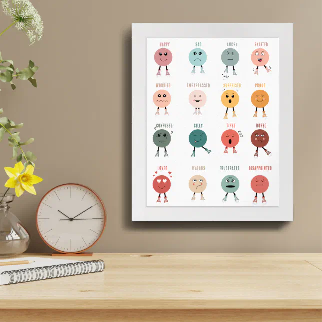 Feelings Emotions Faces Chart Classroom Decor | Zazzle