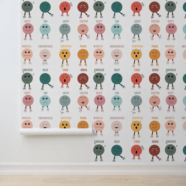 Feelings Emotions Faces Chart Classroom Decor Wallpaper | Zazzle