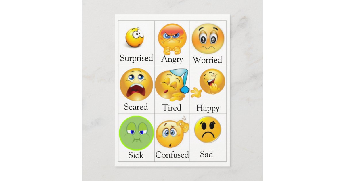 Feelings Postcard - PECS. Text can be edited. | Zazzle