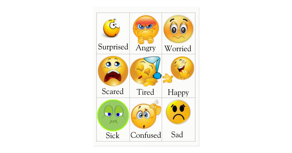 Feelings Postcard - PECS. Text can be edited. | Zazzle.com