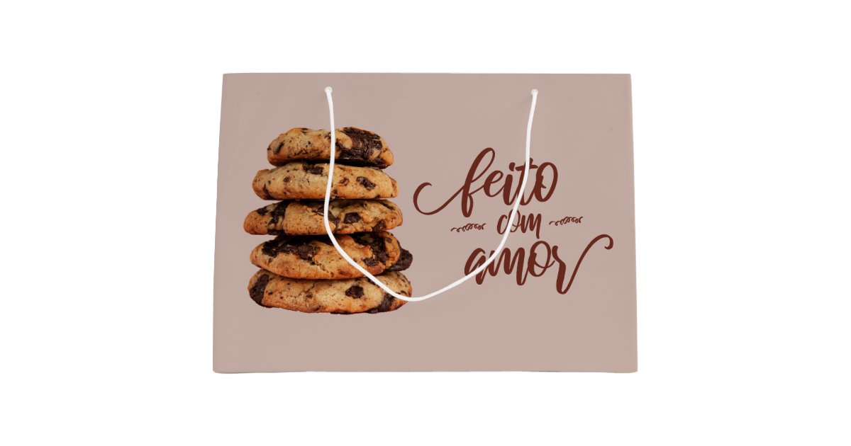 Feito com amor, cookies made with love large gift bag | Zazzle