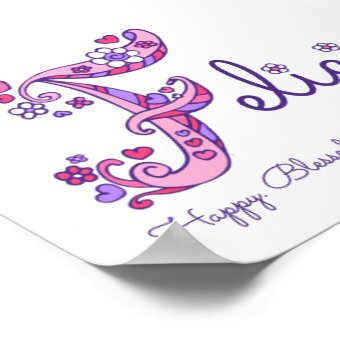 Felicia initial F doodle heart art name meaning Poster | Zazzle