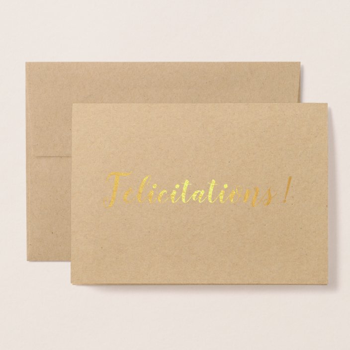 Félicitations French Congratulations Brush Script Foil Card | Zazzle.com