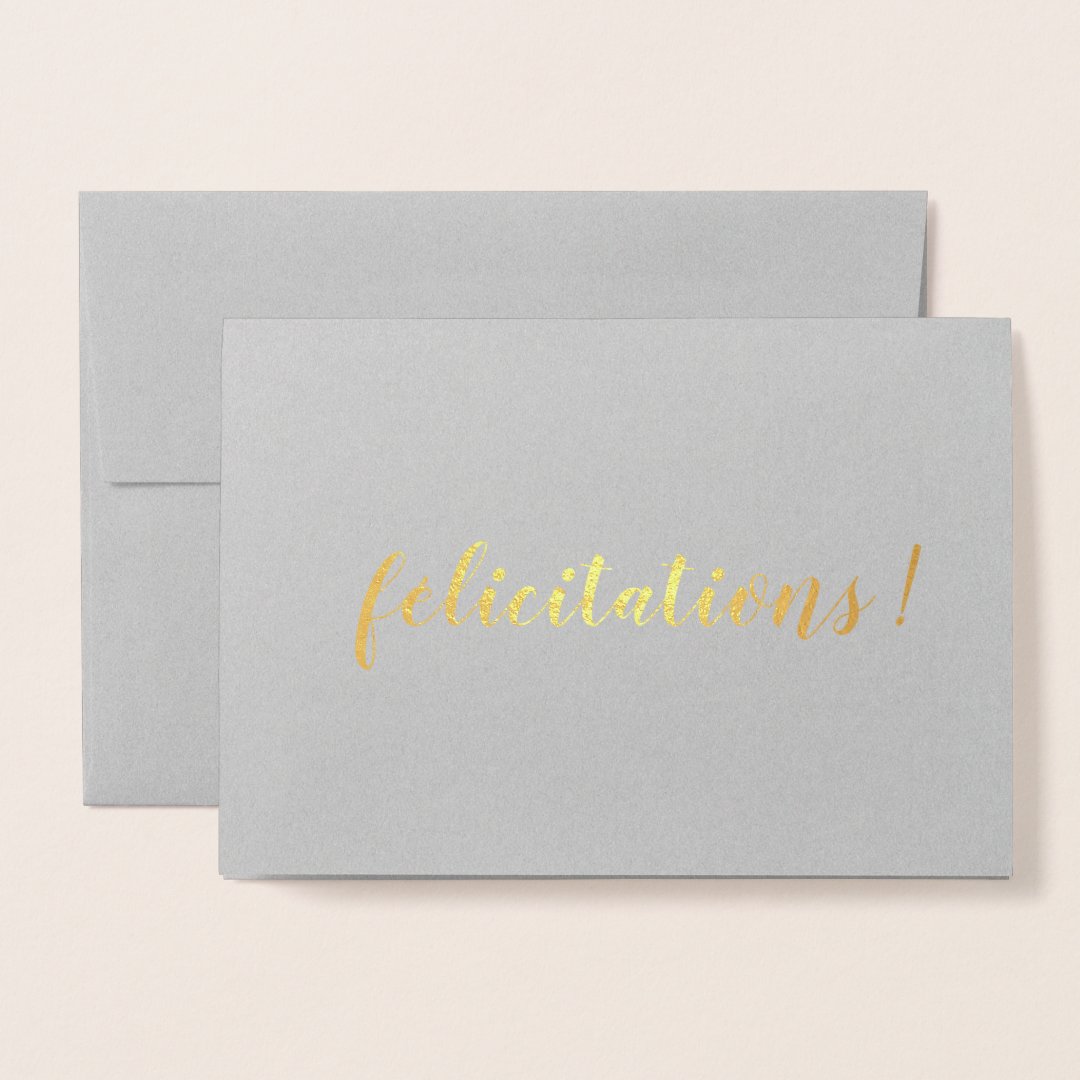Félicitations French Congratulations Brush Script Foil Card | Zazzle