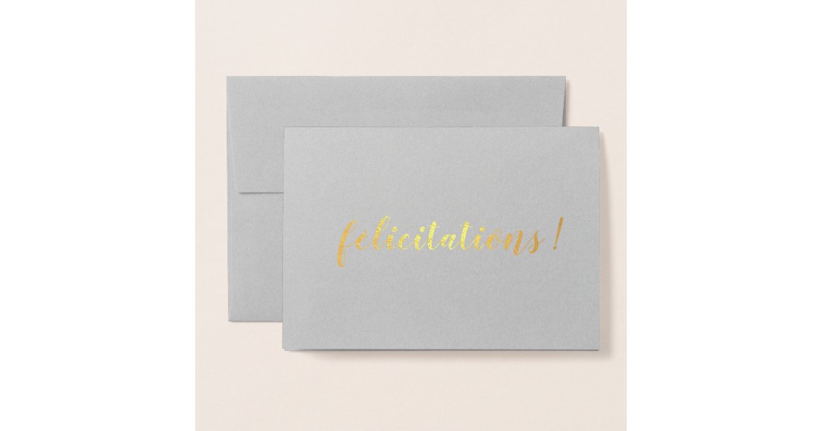 Félicitations French Congratulations Brush Script Foil Card | Zazzle