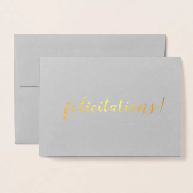 Félicitations French Congratulations Brush Script Foil Card | Zazzle