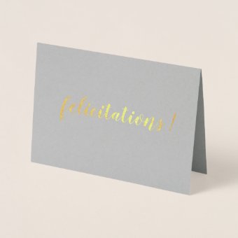 Félicitations French Congratulations Brush Script Foil Card | Zazzle