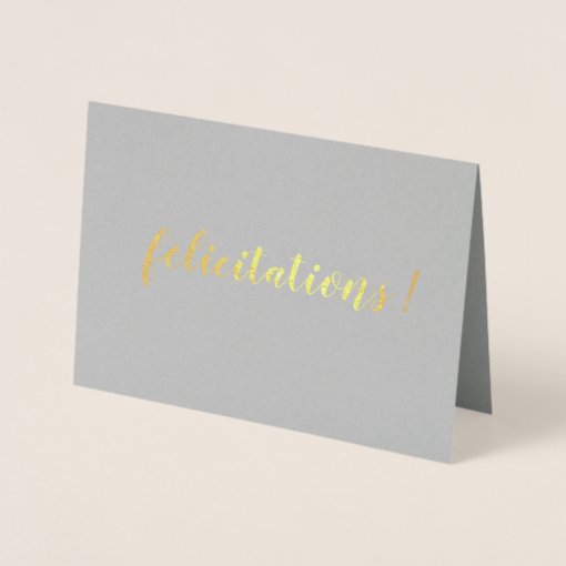 Félicitations French Congratulations Brush Script Foil Card | Zazzle