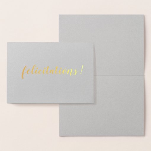 Félicitations French Congratulations Brush Script Foil Card | Zazzle