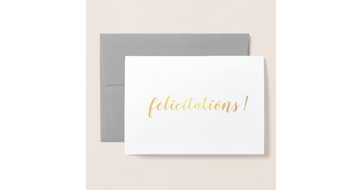 Félicitations French Congratulations Brush Script Foil Card | Zazzle