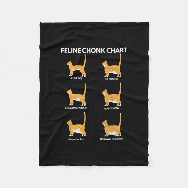 Feline Chonk Chart Funny Cat Scale Meme Cat Dad Fleece Blanket | Zazzle