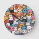 Feline Fantasy: Cute Anime Cats Galore Round Clock | Zazzle