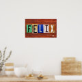 FELIX License Plate Letter Name Custom Sign Poster | Zazzle