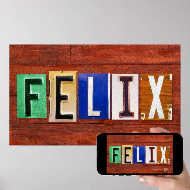 FELIX License Plate Letter Name Custom Sign Poster | Zazzle
